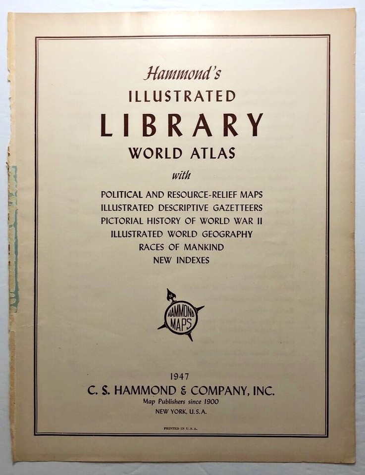 1947 Antique ASIA Atlas Map - Vintage Old Hammond's Library World Atlas ...