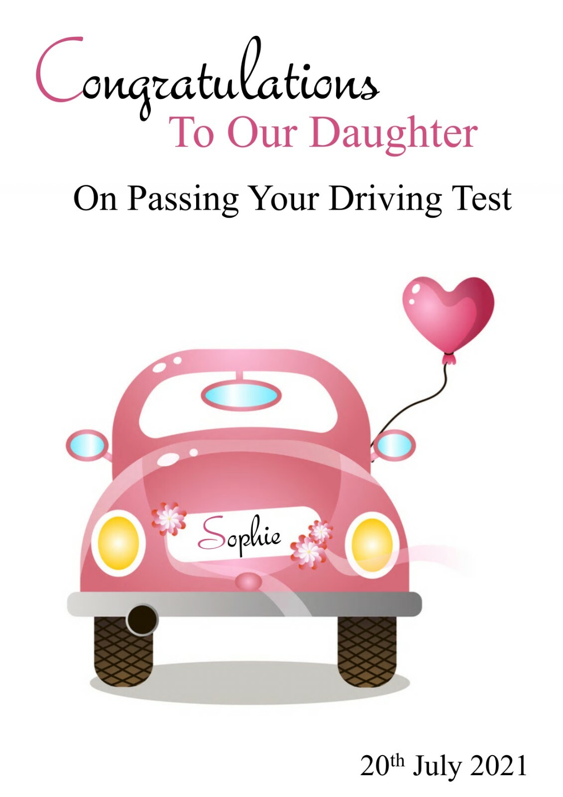 personalised Just Passed driving test card Girls Daughter Granddaughter ...