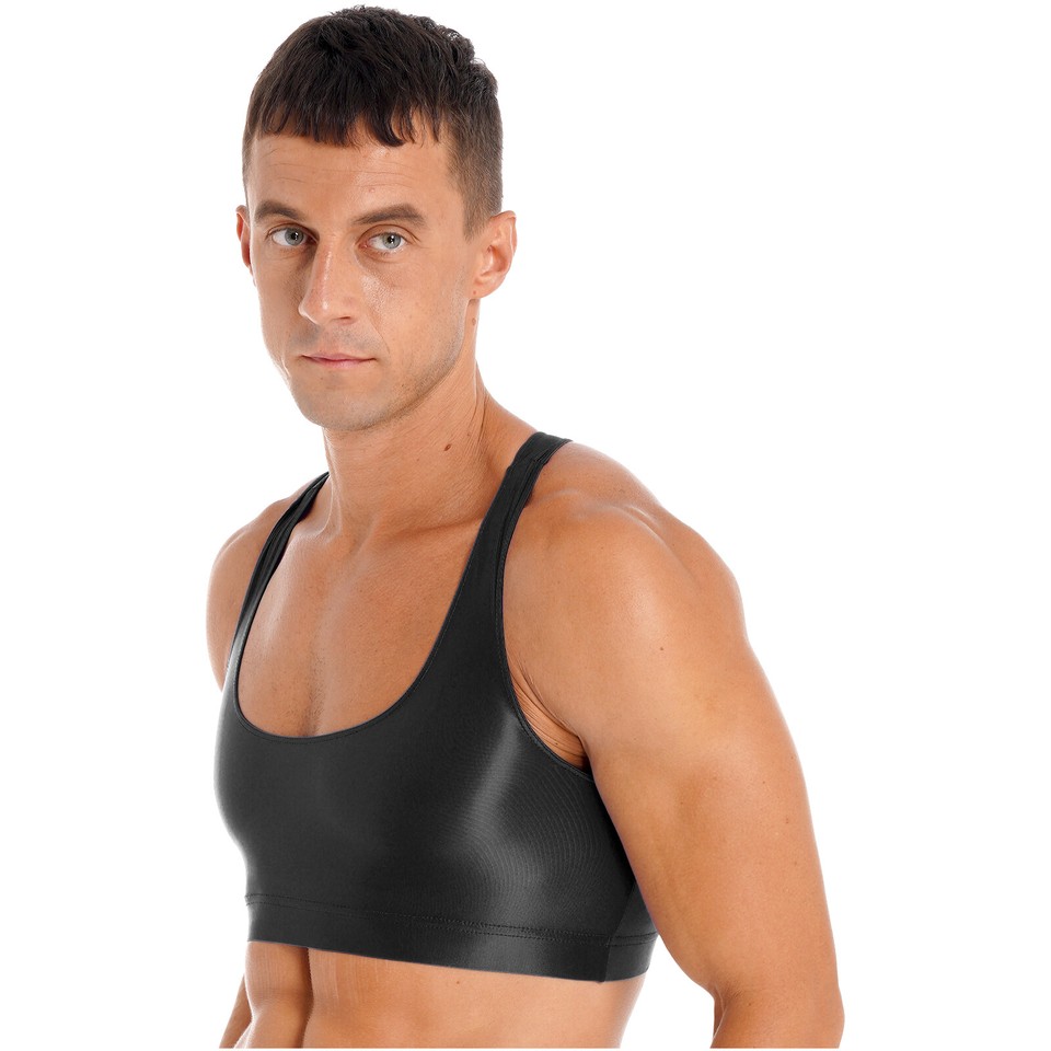 Men Sports Bra Crop Tank Top Vest Y-Back Fitness Muscle T-shirt ...