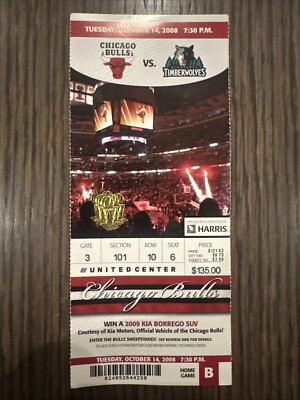 Minnesota Timberwolves At Chicago Bulls October 14th 2008 Ticket Stub ...