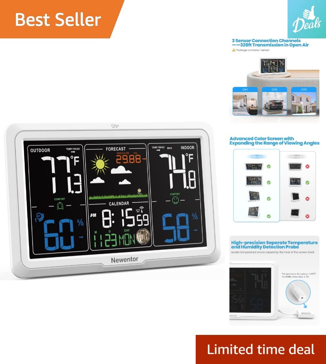 Wireless Weather Station Wireless Indoor Outdoor Weather Station With 3 ...