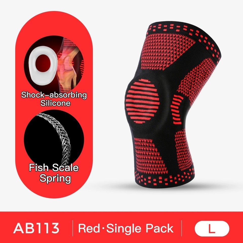 Silicone knee Sleeve Compression Brace Support Gym joint pain Arthritis ...