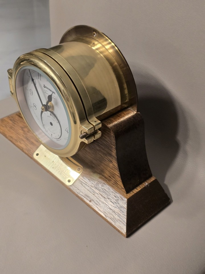 Vintage 1989 Benchmark Ships Bell Mantel Shelf Brass Clock Nautical ...