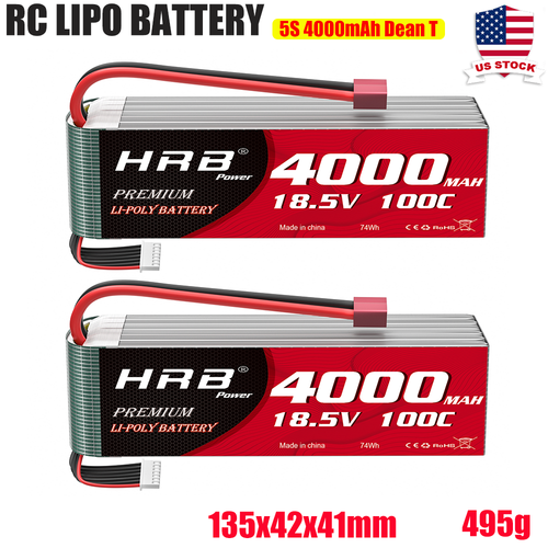 2pcs HRB 18.5V 5S 10S LiPo Battery 4000mAh 100C Dean For RC Helicopter ...