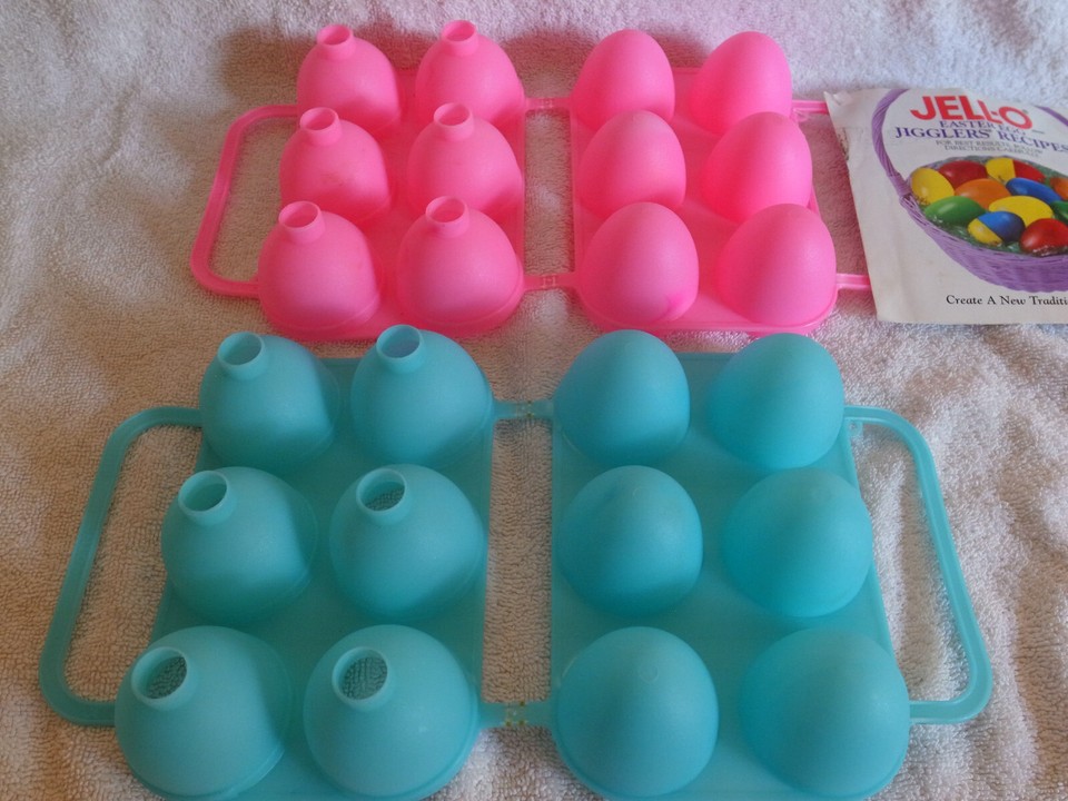 4 Jello Jiggler Yellow Pink Blue Egg Molds Shots Shooters Smooth ...