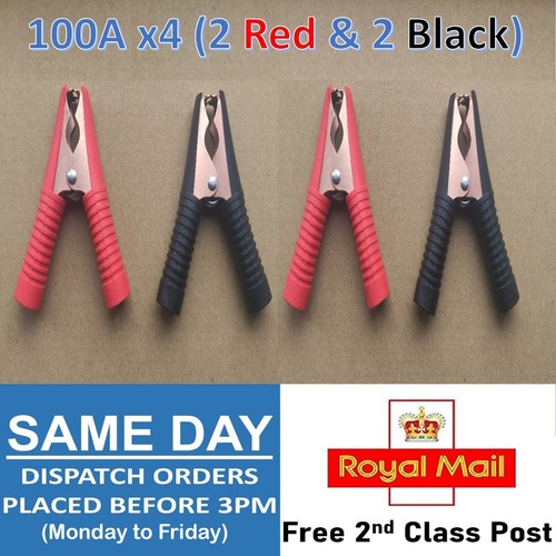 4x Crocodile Clips Alligator Clamps Battery Electrical Test Insulated ...