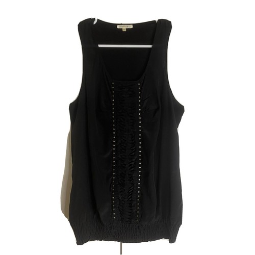 100% silk matty m tank top Black Medium Metal Embellishments shirring ...