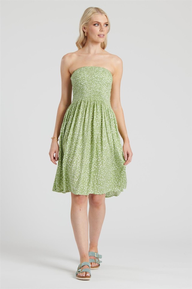 Womens Ladies Summer Beach 3 in 1 Bandeau Strapless Sun Dress Skirt ...