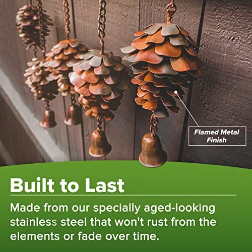 Pine Cone Ornament With Bells Bronze Metal Fall Wind Chimes Pine Cones ...