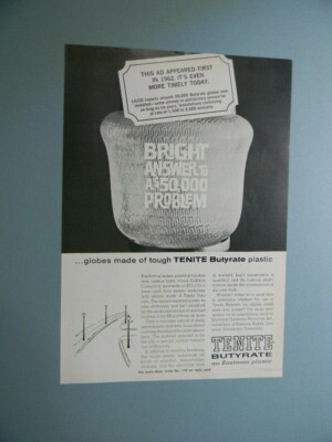 1965 EASTMAN PLASTIC TENITE BUTYRATE "..APPEARED FIRST IN 1962" SALES ...