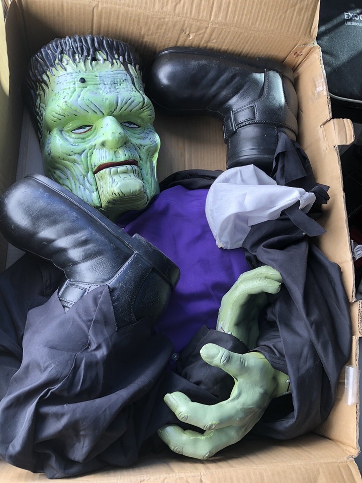 Gemmy Animated Halloween Frankenstein Monster Greeter Mouth Motion Sync ...