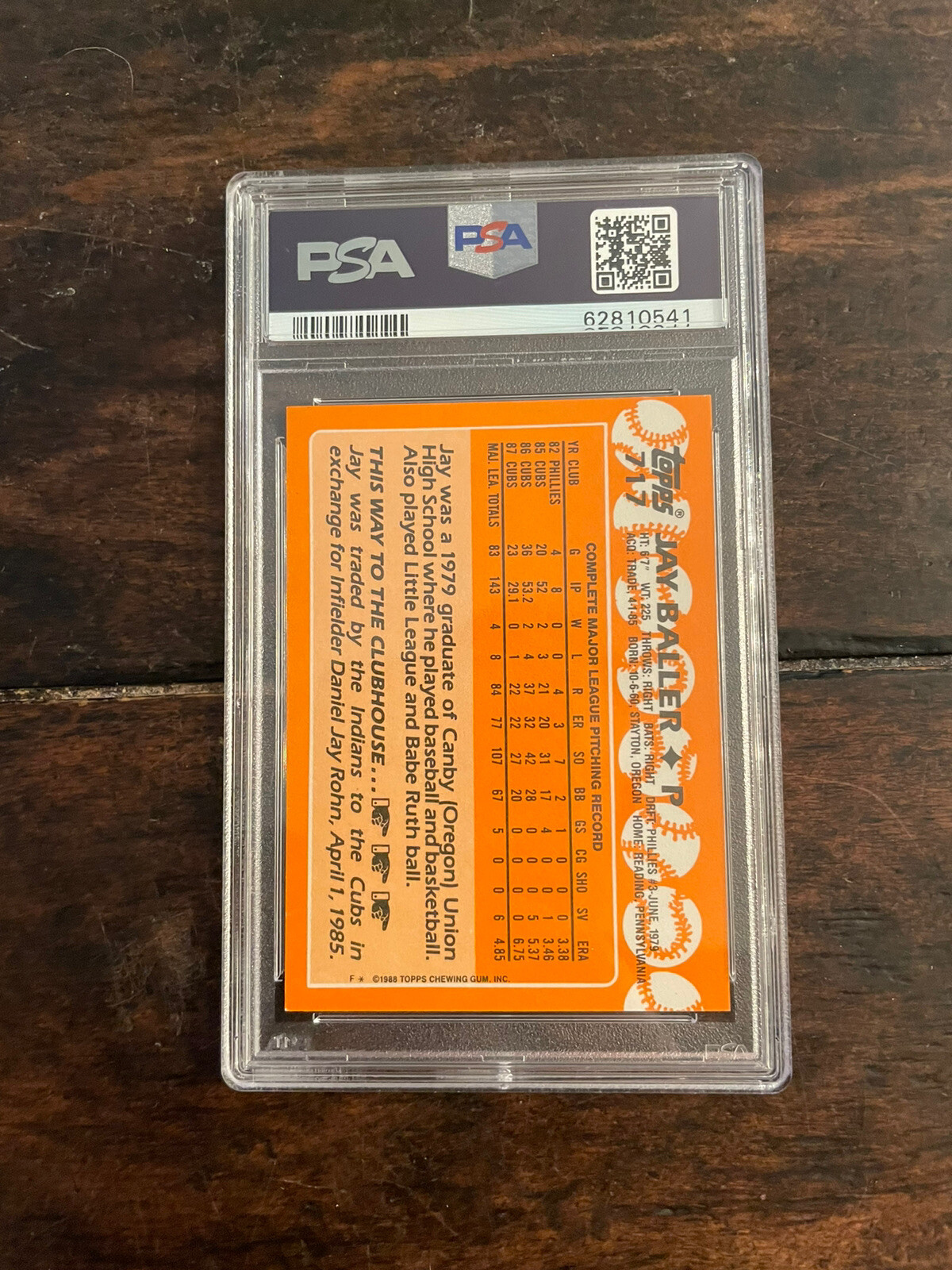 The Mona Lisa Of Baseball Cards!!! 1988 Topps Tiffany #717 Jay Baller ...