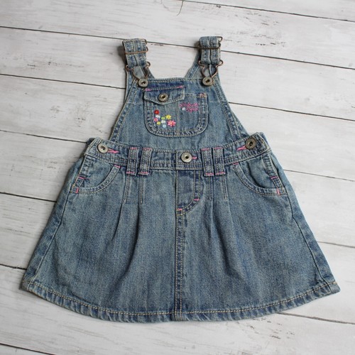 Oshkosh Baby Girl's Denim Blue Jean Vestbak Bib Overall Jumper Size 9 ...