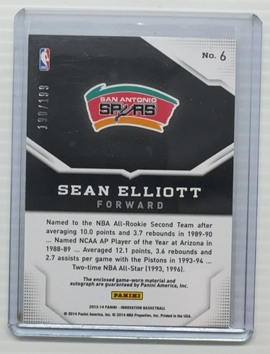 2013-14 Panini Innovation Sean Elliott Game Jerseys Auto #190/199 | eBay