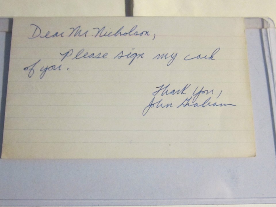 1950'S BILL NICHOLSON BASEBALL PLAYER AUTOGRAPH ON 3" X 5" INDEX CARD ...