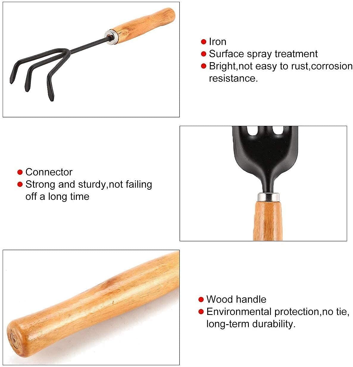 Gardening Tools kit Hand Cultivator, Small Trowel, Garden Fork (Set of ...