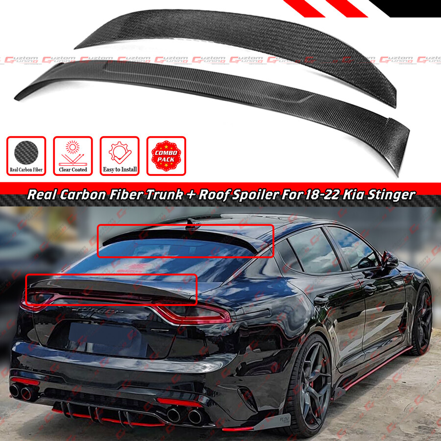 FOR 2018-23 KIA STINGER REAL CARBON FIBER REAR TOP ROOF + HIGHKICK ...