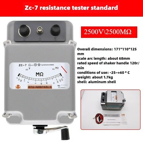 ZC-7 Aluminum Case Megger Insulation Resistance Tester Megohm ...