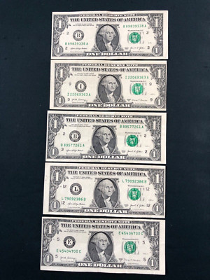LOT OF 5 -$1 (ONE DOLLAR) FANCY - OFF CENTER - MISCUT ERROR NOTES | eBay