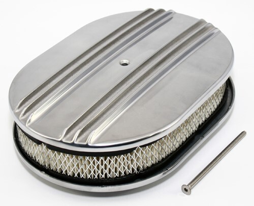12" x 2" Oval Partial Finned Polished Aluminum Air Cleaner Assembly ...