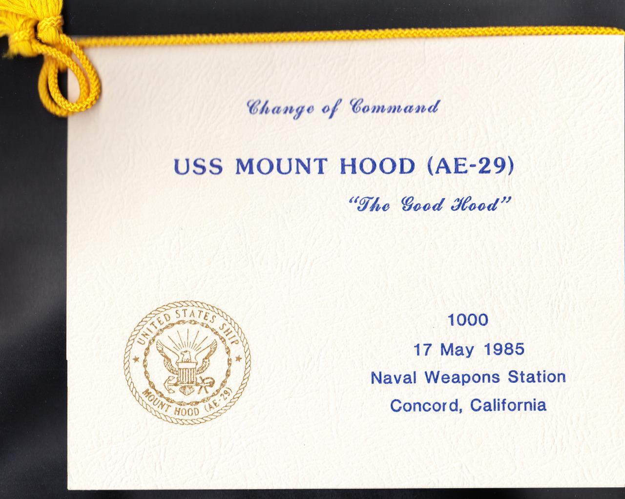 Ammunition Ship USS MOUNT HOOD AE-29 CHANGE OF COMMAND CEREMONY ...