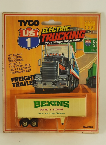 Tyco US-1 Electric Trucking Freight Trailer HO scale Bekins Moving ...