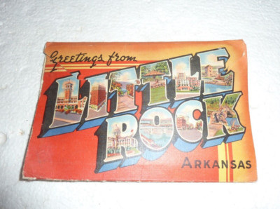 Vintage 1942 Greetings From LITTLE ROCK ARKANSAS postcard folder or ...