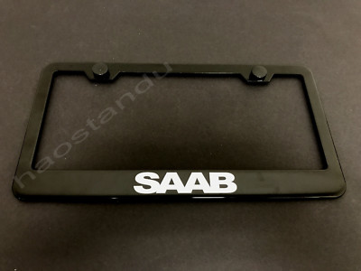 1x SAAB BLACK Stainless Metal License Plate Frame + Screw Caps | eBay