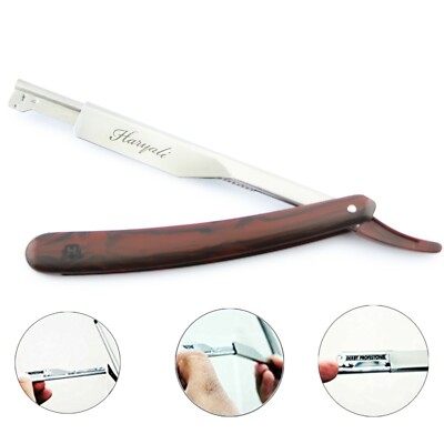 Mens Straight Cut Throat Replaceable Blade Shaving Razor Vintage ...