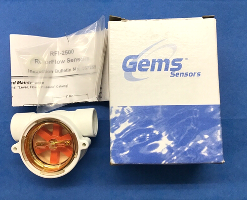 GEMS Sensors P/N 155480, RF-2500 Rotor Flow 4-20GPM, 1.5-12GPM Adaptor ...