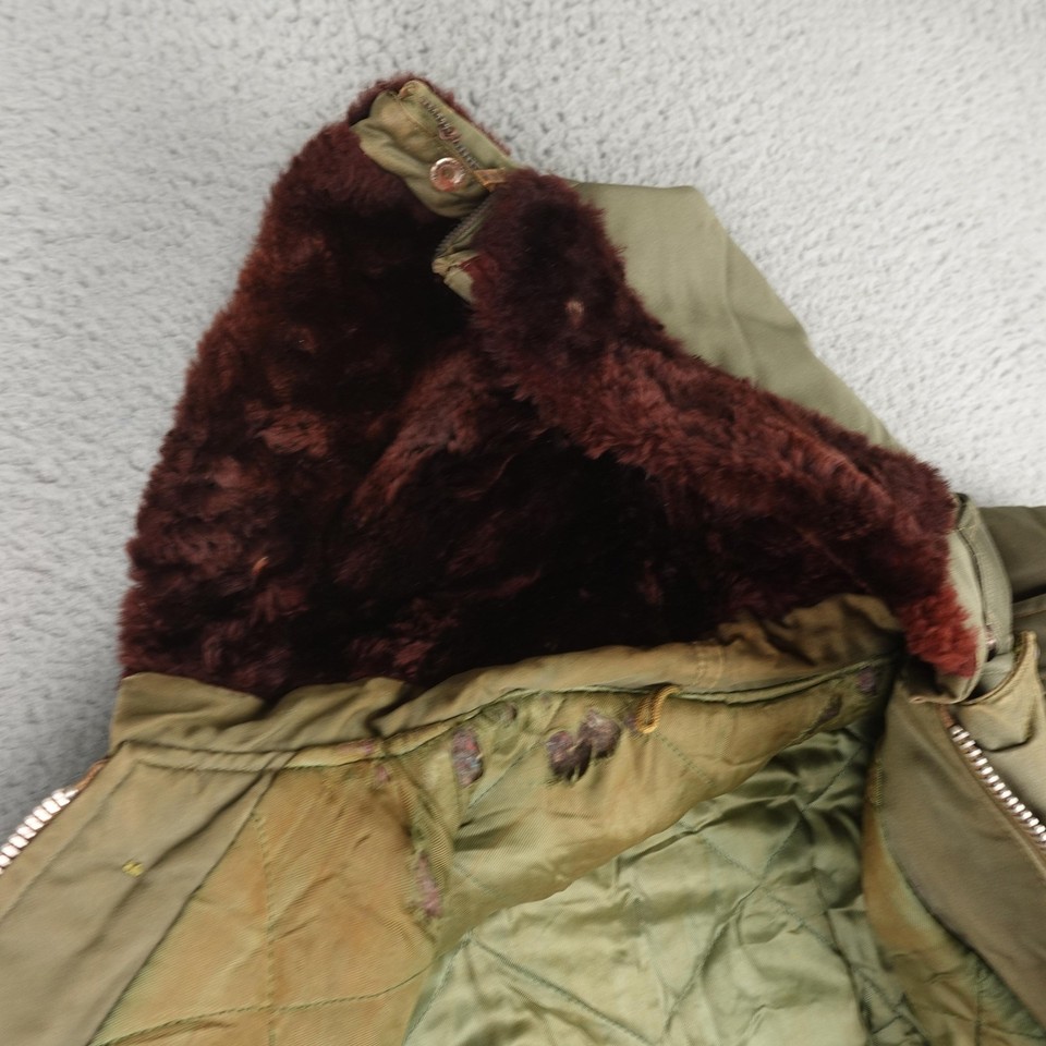 Vintage Flight Coat Jacket Mens Large Green WW2 1940s B9 Parka US Army ...