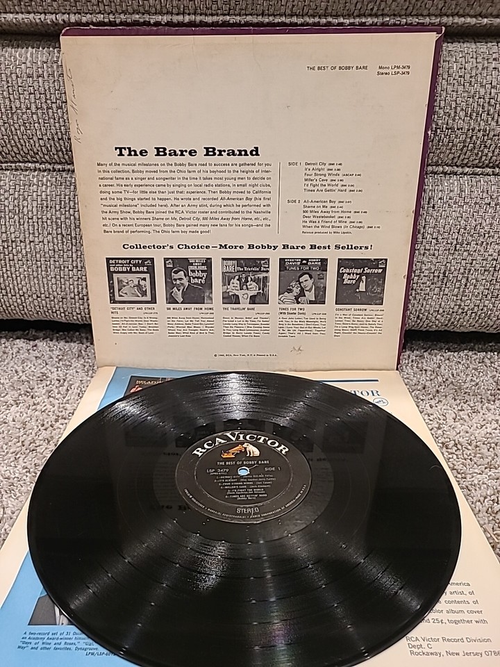 Bobby Bare ‎– The Best Of Bobby Bare Lp LSP3479 Vinyl 1966 US Rca ...