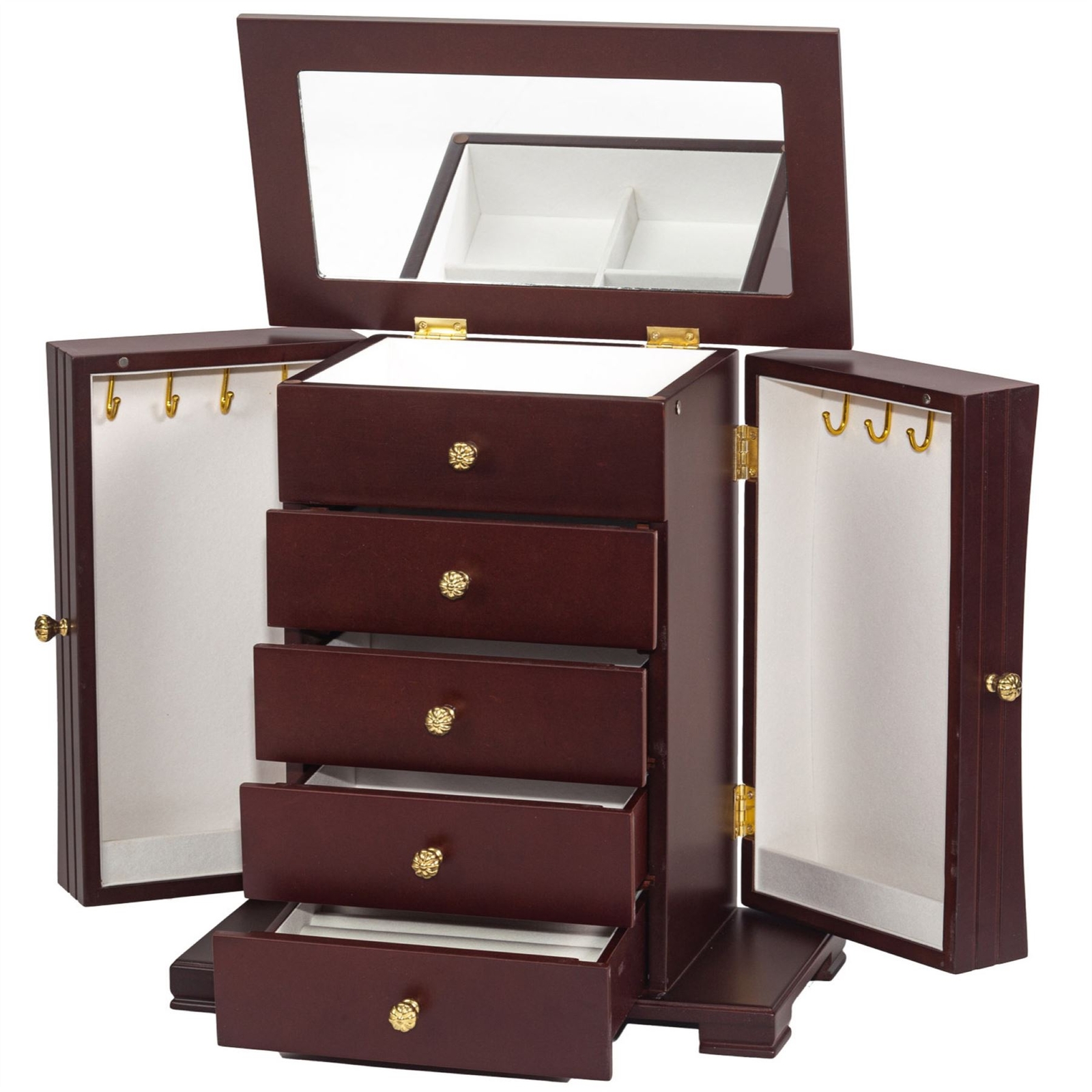 Wooden Jewel Box Mele & Co Walnut Finish Wooden Wardrobe Style Jewel ...