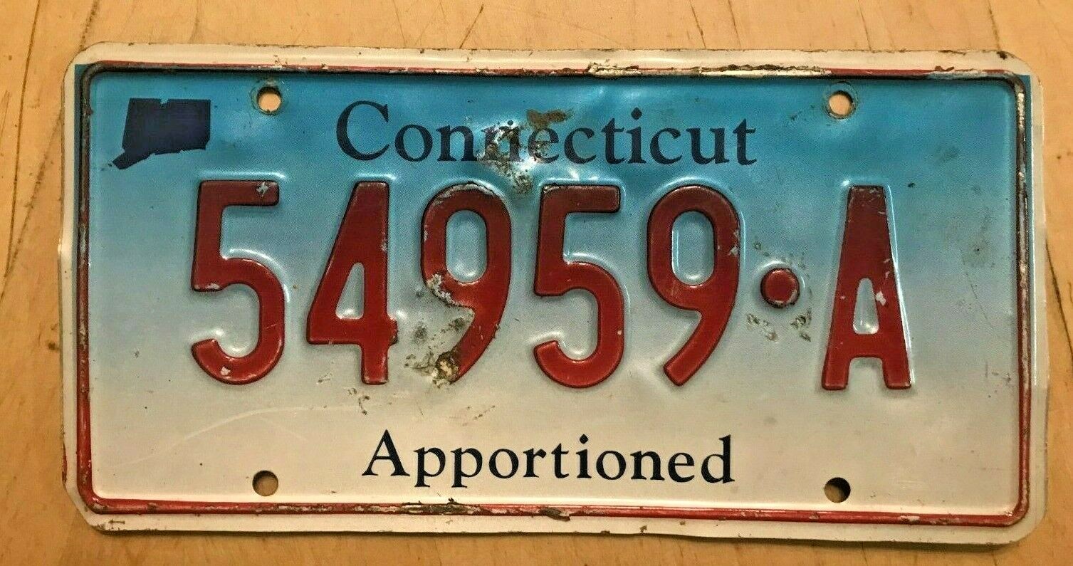 CONNECTICUT APPORTIONED SEMI PRO RATE LICENSE PLATE " 54959 A " CT | eBay