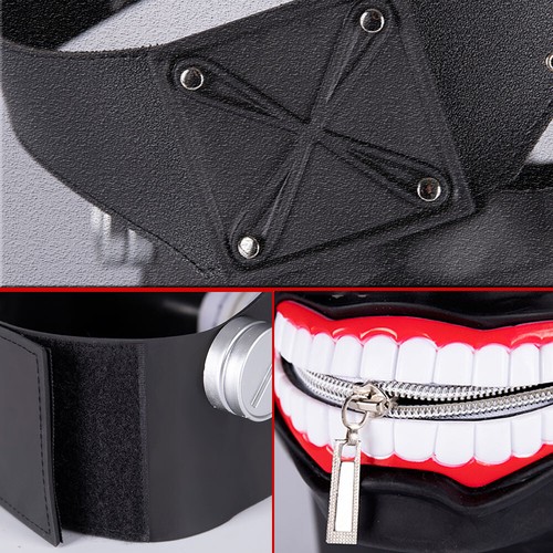 Tokyo Ghoul Kaneki Ken Mask Cosplay Black PU Leather Full Face Mask USA ...