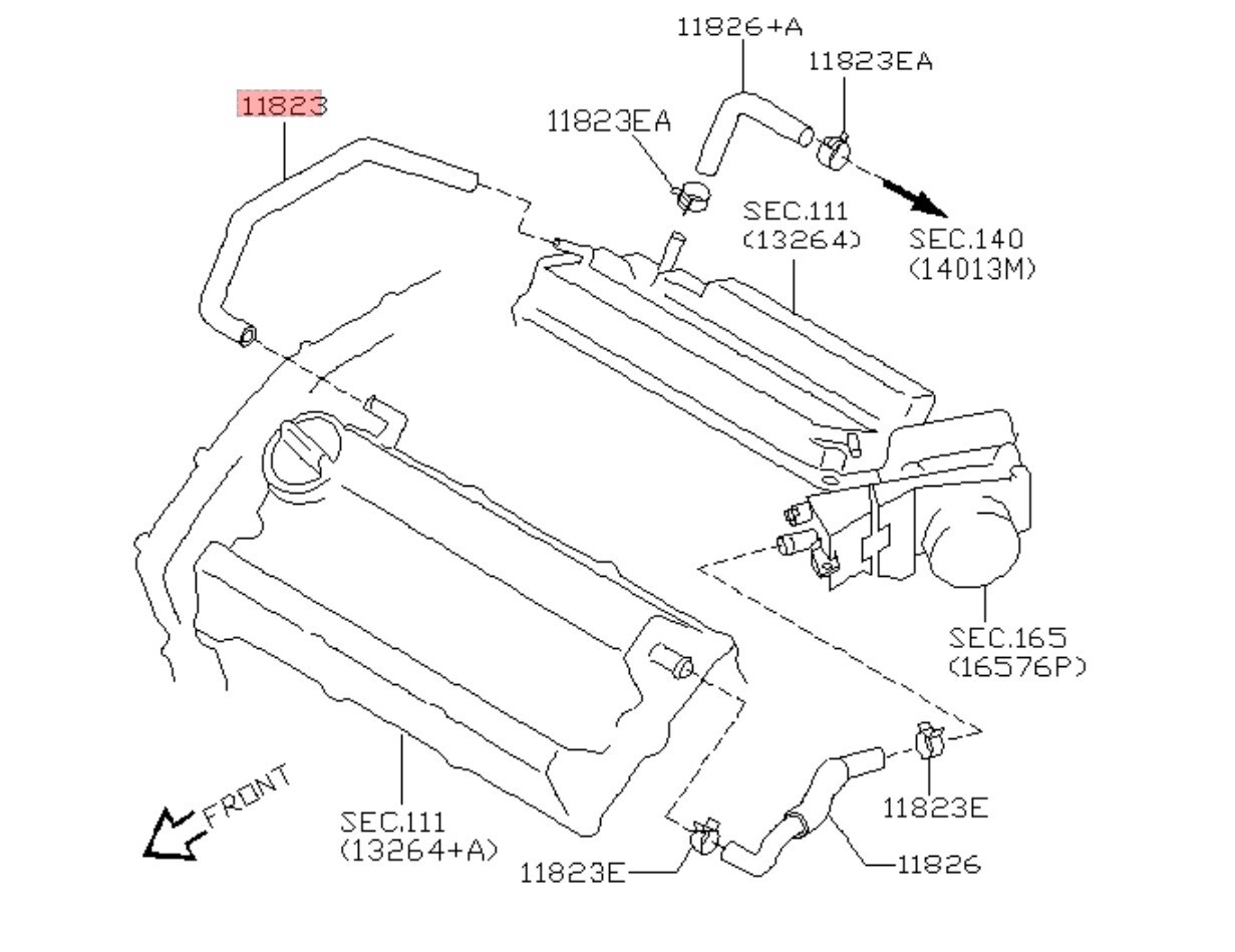 for NISSAN/INFINITI Genuine Blow By Crankcase Breather Hose 11823-8J10A ...