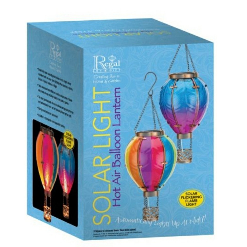 REGAL HOT AIR BALLOON SOLAR LANTERN STRIPE SMALL 13514 YARD GARDEN ...
