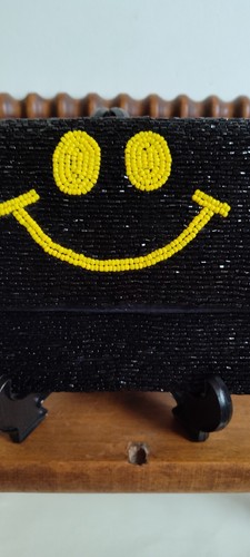 Shirdee Smiley Face Beaded Clutch Purse With Removable Silver Chain ...