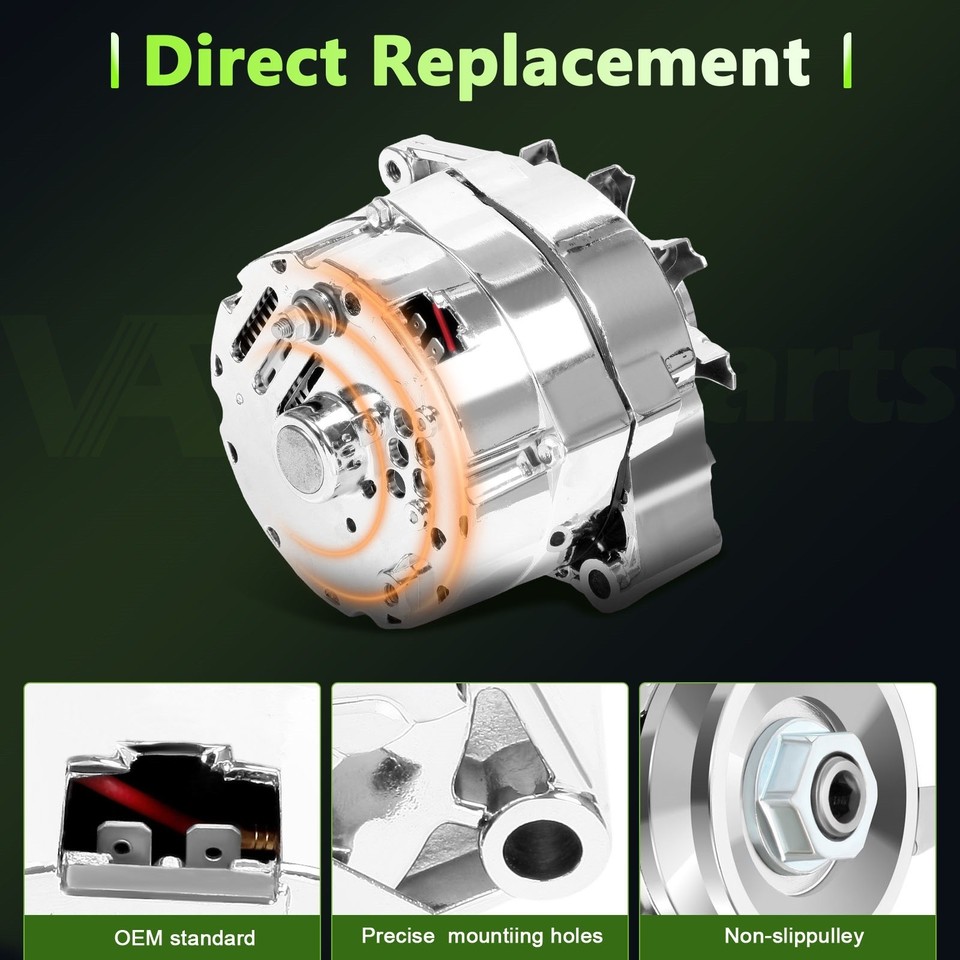 Alternator for Chrome Chevy 327-350-396-427-454 1968-1982 GM vehicles ...