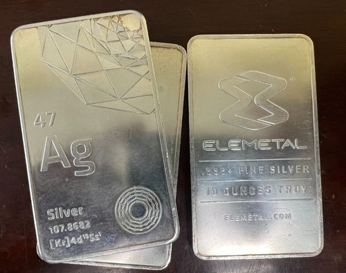 Elemental 47 Ag Silver 107.8682 10 Tr. OZ .999+ Fine Silver Bar - RARE ...