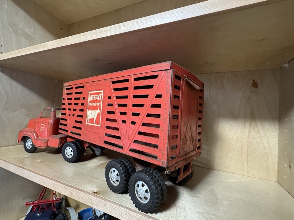 VINTAGE 1950s Toy DUNWELL Buckeye Livestock Transport Tractor Trailer ...