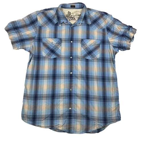 Bullhead Shirt Mens XL Plaid Pearl Snap Western Cowboy Short Sleeve ...