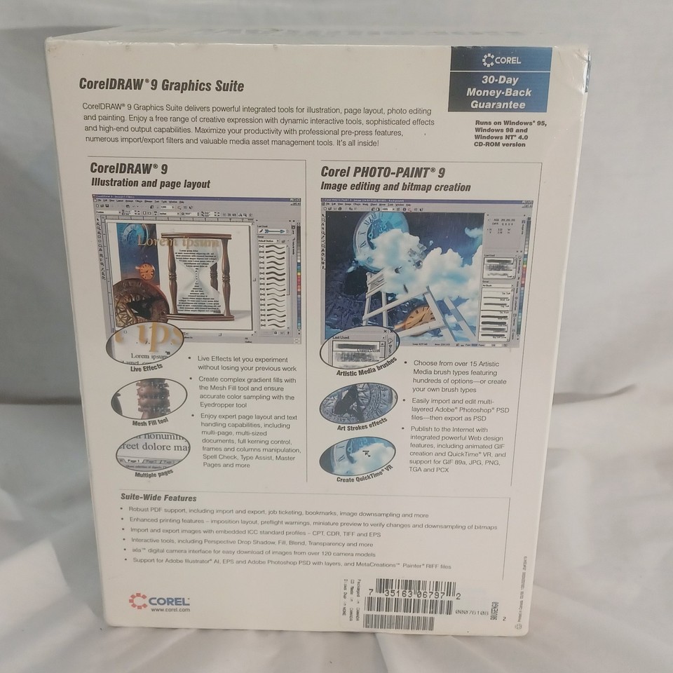 CorelDRAW 9 NEW SEALED! Corel Graphics Suite PC Software CD-Rom - VTG ...