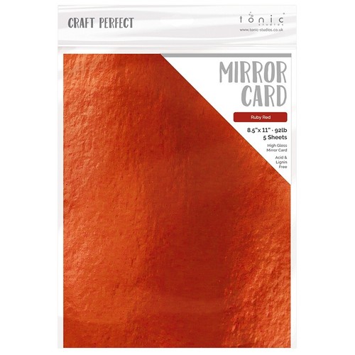 Craft Perfect Mirror Cardstock 8.5"X11" 5/Pkg-High Gloss Ruby Red - 3 ...