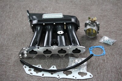 Black Intake Manifold & 1.5L Spacer & 74mm Throttle Body For B VTEC B16 ...