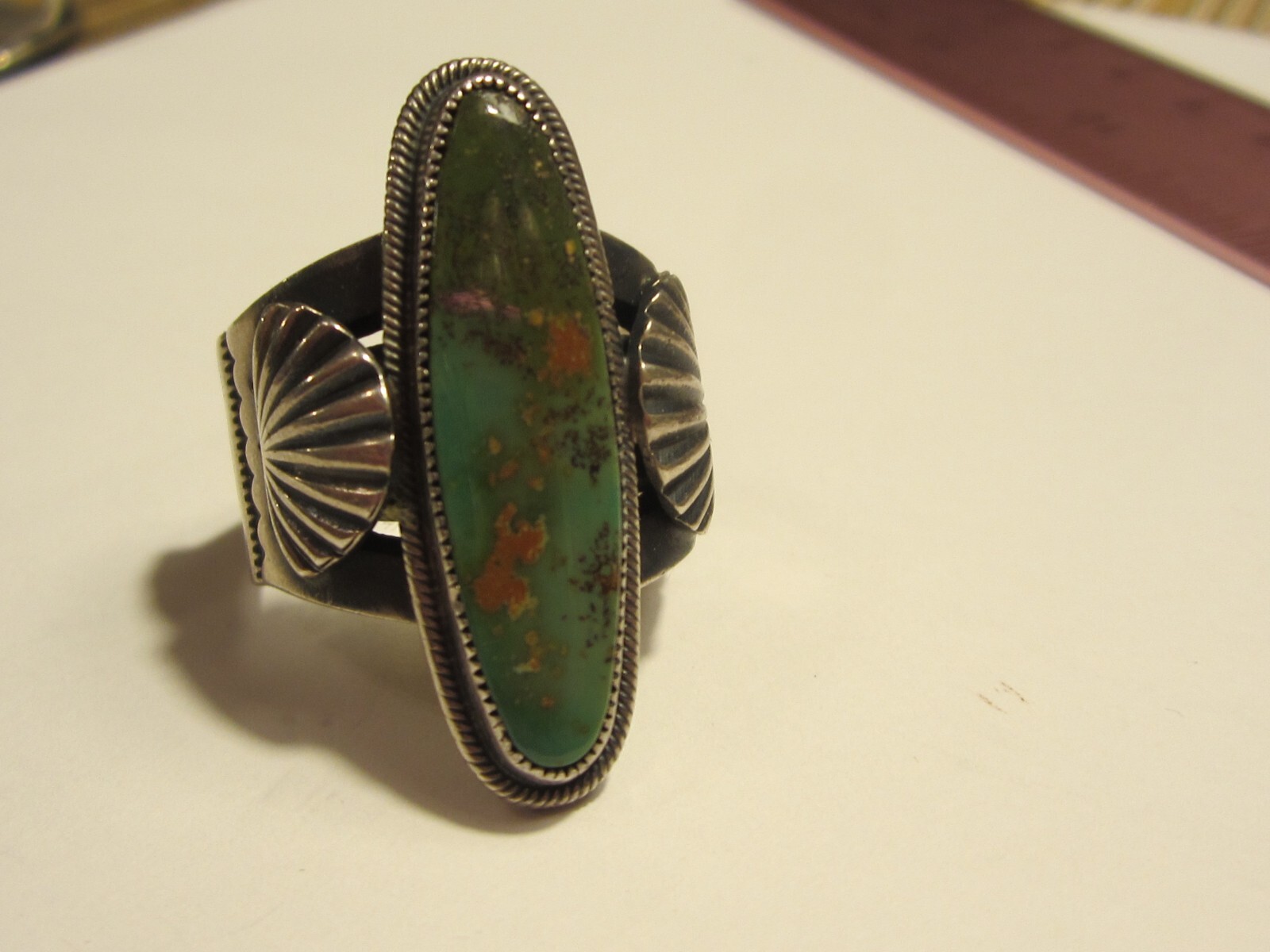 DELBERT GORDON , NAVAJO, STERLING TURQUOISE RING, SIZ… - Gem