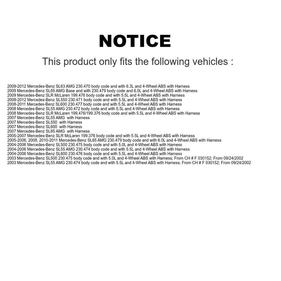 Rear ABS Wheel Speed Sensor For Mercedes-Benz SL500 SL550 SL55 AMG ...