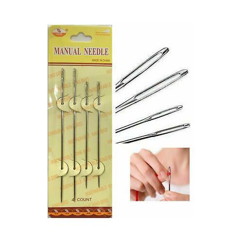 Set Of 4 PCS Thick Big Eye Sewing Self-Threading Needles Embroidery ...
