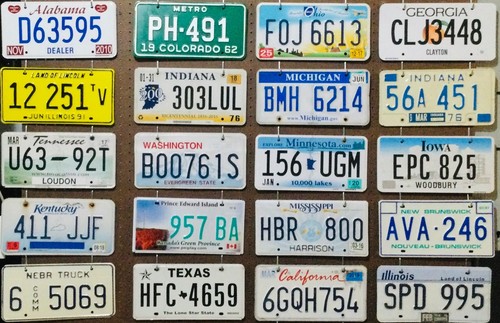 Large lot colorful of 20 old license plates - bulk - many states - low ...