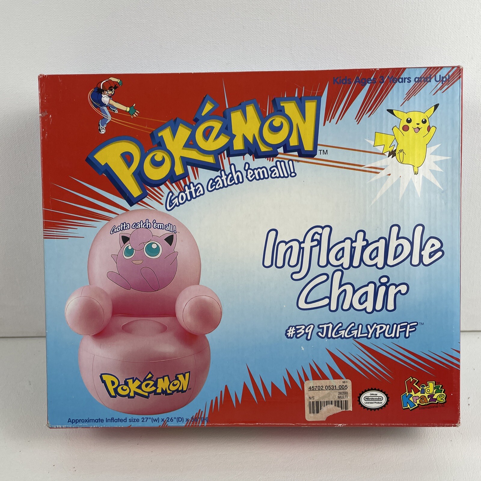 🔥Pokemon Inflatable Chair #39 JigglyPuff VTG 1999 Nintendo BRAND NEW ...